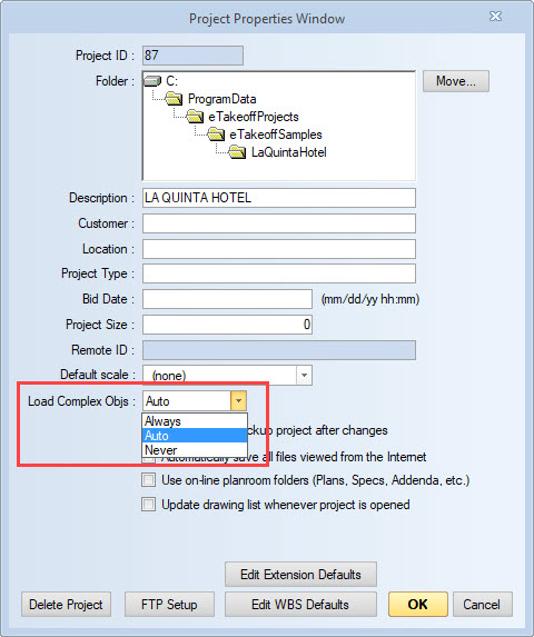 Load Complex Objects Window